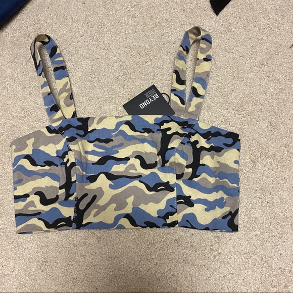 Tops | Beyond Her Rambo Blue Camo Crop Top | Poshmark